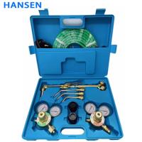 China American Style Multi-purpose Welding Cutting Kit Oxygen Acetylene Meters Plastic Case Packaging ，Portable ACETYLENE OXYGEN ORCH Cutting Torch Kit Stainless Steel Brass Material Copper Regulator Portab for sale