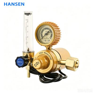 China Electric Heated CO2 Regulator with Flowmeter , Dual Heating Core Carbon Dioxide Gas Pressure Reducer , Welding MIG Welder CO2 Pressure Gauge Regulator for Welding Machine for sale