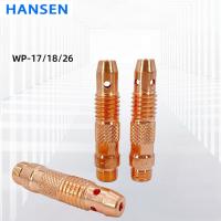 China TIG torch collet body ，WP17 WP18 WP26 collet body ，TIG welding torch parts ，copper collet body ，argon welding torch conductor ，1.6‑3.2mm TIG collet body，welding consumables，TIG torch accessory for sale