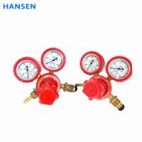 China Propane gas pressure regulator YQW‑02 , propane cylinder reducer , gas pressure reducing valve , alloy brass propane regulator ，dual gauge propane pressure regulator , welding cutting gas regulator for sale