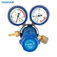 China YQQ-9 hydrogen pressure regulator with dual gauges , all-brass body , 0.02–0.25MPa outlet range . Built for industrial welding , cutting & lab H2 supply for sale