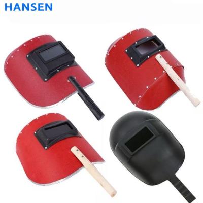 China Hand‑held Welding Helmet Mask , Red Ste Welding Face Shield , Durable Handheld Welding Hood with Filter Lens for MMA ARC Welding Cutting Manual Welding Protective Face Mask for sale