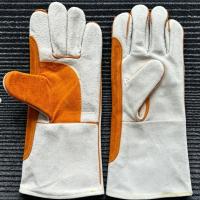 China Split Cowhide Welding Gloves , Reinforced Palm Heat Resistant Welder Gloves , Long Cuff Spark Proof Leather Safety Gloves for TIG MIG Arc Welding , Heavy Duty Industrial Work Gloves for sale