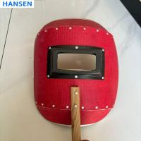 China Handheld Red Welding Mask With Wooden Handle , Small Aluminum Edge Welding Shield , Vulcanized Fiber Welder Face Helmet , Fixed Filter Lens , Anti Spark Anti UV IR Protector for Arc Welding Brazing for sale