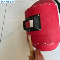 China Handheld Red Welding Mask With Wooden Handle , Small Aluminum Edge Welding Shield , Vulcanized Fiber Welder Face Helmet , Fixed Filter Lens , Anti Spark Anti UV IR Protector for Arc Welding Brazing for sale