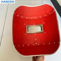 China Handheld Red Welding Mask With Wooden Handle , Small Aluminum Edge Welding Shield , Vulcanized Fiber Welder Face Helmet , Fixed Filter Lens , Anti Spark Anti UV IR Protector for Arc Welding Brazing for sale