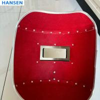 China Handheld Red Welding Mask With Wooden Handle , Small Aluminum Edge Welding Shield , Vulcanized Fiber Welder Face Helmet , Fixed Filter Lens , Anti Spark Anti UV IR Protector for Arc Welding Brazing for sale