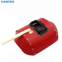 China 1.5mm Iron Frame Red Vulcanized Fiber Welding Mask , Handheld Steel Paper Welding Shield With Long Wooden Handle ,Anti Spark Arc Flash Safety Mask For Welding for sale