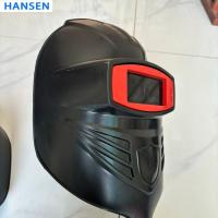 China Premium Black Handheld Plastic Welding Shield , Heavy Duty Full Face Welder Mask With Red Lens Frame , Replaceable Dark Filter Lens , Impact & Splash Resistant Protector For Arc Welding for sale