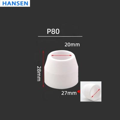 China P80 plasma consumables ，P80 ceramic shield cup ，P80 torch shield cap ，P80 plasma cutting torch parts for sale