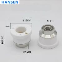 China M8 laser ceramic insulator , 20mm top diameter , high temperature resistant ceramic body with brass thread , O-ring included , for fiber laser cutting head replacement. for sale