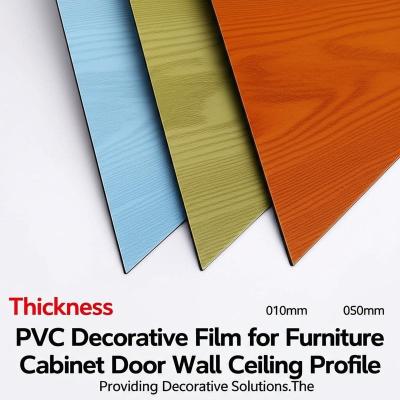 China Thickness 010mm 050mm PVC Decorative Film for Furniture Cabinet Door Wall Ceiling Profile Providing Decorative Solutions for sale