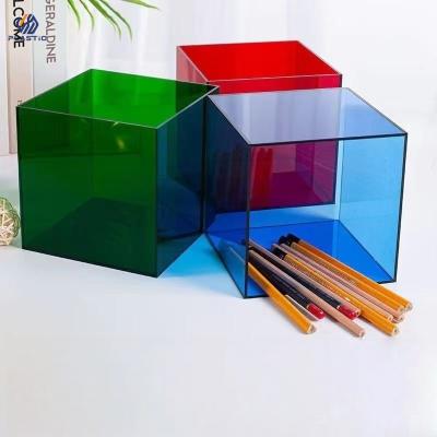 China Glossy Finish Colored Acrylic Storage Box Sleek Design Acrylic Cosmetic Box for sale