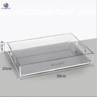 China OEM Logo Acrylic Desk Organizer Tray Modern Design Clear Acrylic Organizer Box for sale