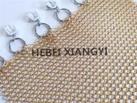 China Shining Gold Color 304 Stainless Steel Ring Mesh Chainmail Room Divider Curtain 1mm X 8mm for sale