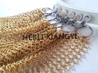 China Shining Gold Color 304 Stainless Steel Ring Mesh Chainmail Room Divider Curtain 1mm X 8mm for sale