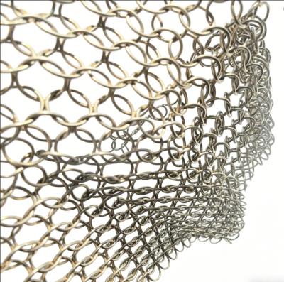 China 12mm Stainless Steel Ring Mesh Curtain Gold Color Hotel Decoration for sale