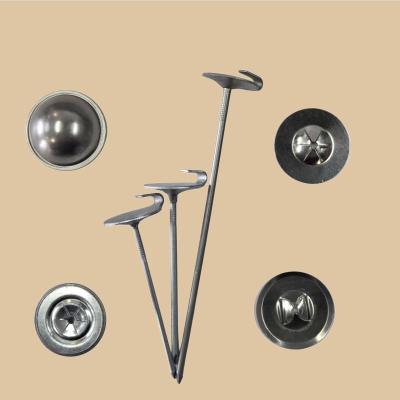 China Round / Rectangular Base Metal Lacing Anchors For Removable Insulation Blanket for sale
