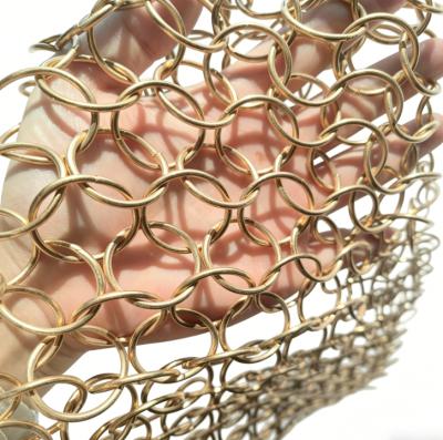 China Bronze Color Metal Electroplating Ring Mesh Curtain As Partitions Interior Decoration for sale