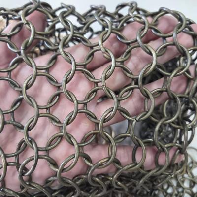 China Bronze Color Metal Ring Mesh 1.5x15mm As Space Partitions For Shopping Mall for sale
