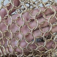 China Brass Color Chainmail Mesh Curtain Interior Space Decoration 0.53MM 3.81MM for sale