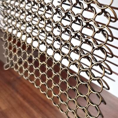 China Gold Color Architectural Metal Mesh Curtain 1.5x15mm Stainless Steel for sale