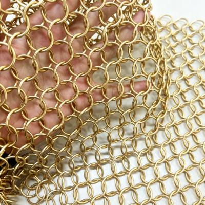 China Rose Gold Metal Ring Mesh Curtain 15mm For Architecture Design for sale