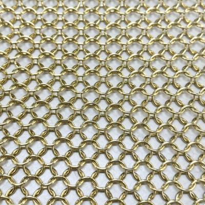 China 12mm Custom Metal Mesh Chain Mail Curtains Stainless Steel Gold Color for sale