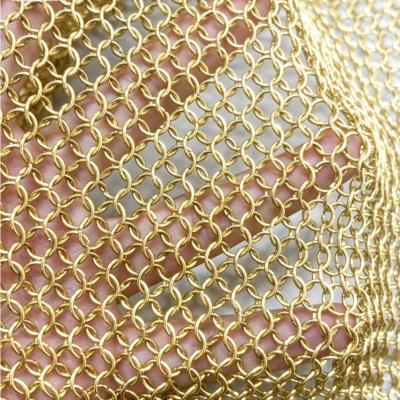 China 7mm Stainless Steel Chainmail Curtain Gold Color For Interior Decoration for sale