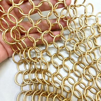 China 0.53x3.81mm Stainless Steel Metal Ring Mesh Brass Color For String Curtains for sale