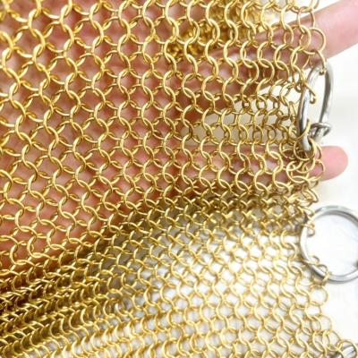 China Electroplating Stainless Steel Mesh Curtain Space Division In Easy Installation Weld Round Rings for sale