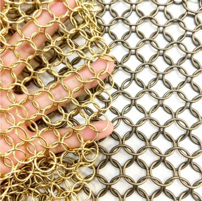 China Bronze Color 15mm Metal Ring Mesh Curtain Stainless Steel For Decoration for sale