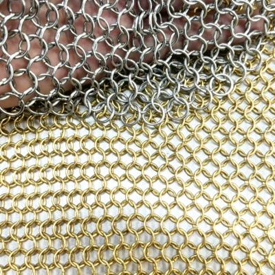 China Bronze Stainless Steel Mesh Curtain For Teahouse Decoration Metal Ring Mesh for sale