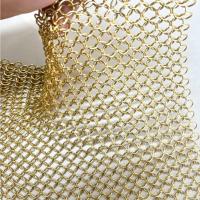 China 2x20mm Decorative Metal Ring Mesh Curtain PVD Rose Gold Color for sale