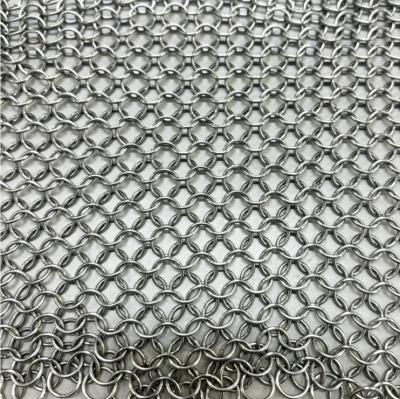 China 2 M L 1.5 M H Stainless Steel Chainmail Rings Tab Top Wire Mesh Curtains for sale