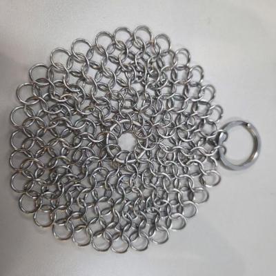 China 316‑stainless‑steel ring‑made chainmail scrubber, metal cleaning net for kitchen for sale