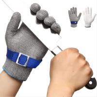 China 304 Stainless Steel Long Cuff Chainmail Gloves-Cut Resistant Adjustable Strap for Meat Plant and Slaughterhouse for sale