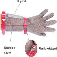 China 304 Stainless Steel Long Cuff Chainmail Gloves-Cut Resistant Adjustable Strap for Meat Plant and Slaughterhouse for sale