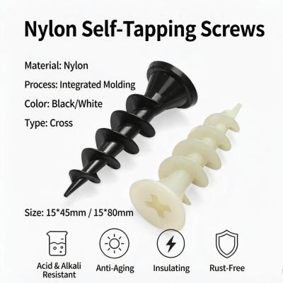 China Custom Black & White Nylon Self-Tapping Screws, Acid & Alkali Resistant, UV Resistant Exterior Wall Insulation Fasteners for sale