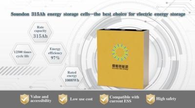 China Commercial Ess 315ah LiFePO4 Lithium Battery 3.2V Nominal Voltage 12500 Times Cycle Life for sale