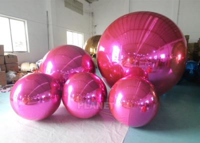 China Rosed Red PVC Inflatable Mirror Ball 1.2m Reflective Sphere for Events for sale