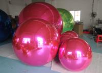 China Rosed Red PVC Inflatable Mirror Ball 1.2m Reflective Sphere for Events for sale