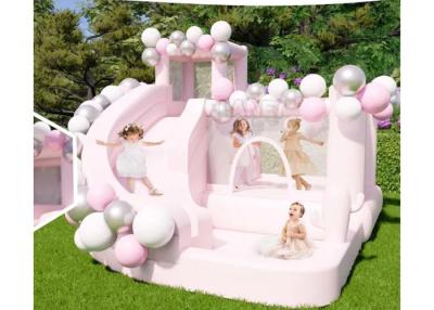 China Matte Pink Inflatable Bouncy Castle with Water Slide for Wedding Party Kids 0.55mm PVC for sale