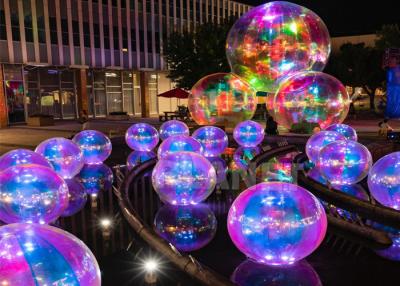China Giant PVC Inflatable Mirror Ball 1.2m Silver Rainbow Hanging Decorative Sphere for Events for sale