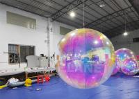 China Inflatable Mirror Ball 1.2m PVC Holographic Rainbow Reflective Disco Ball for Party Decoration for sale