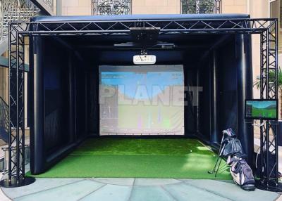 China Custom Logo Inflatable Golf Practice Simulator Tent 0.6mm PVC Fireproof for sale