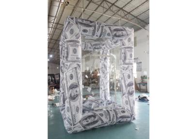 China Custom Inflatable Cash Money Catching Machine Booth 1.5x1.5x2.5m Oxford PVC for sale