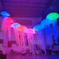 China Color Changing Inflatable Jellyfish Balloon Hanging LED Light 1m Diameter 2.5m Height for Christmas Party Decoration for sale