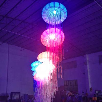 China Color Changing Inflatable Jellyfish Balloon Hanging LED Light 1m Diameter 2.5m Height for Christmas Party Decoration for sale