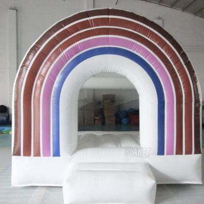 China Rainbow Bouncy House Inflatable Jumping Bouncer 3m x 3m PVC Bounce Castle for sale